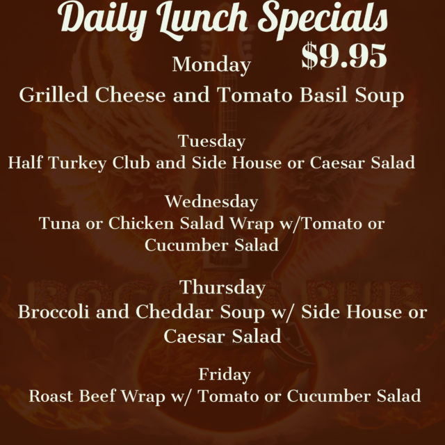 New Lunch Menu - Rocco's Pub